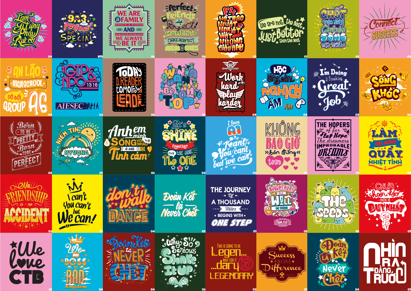 Mẫu Hình in Áo lớp theo chủ đề Slogan chất